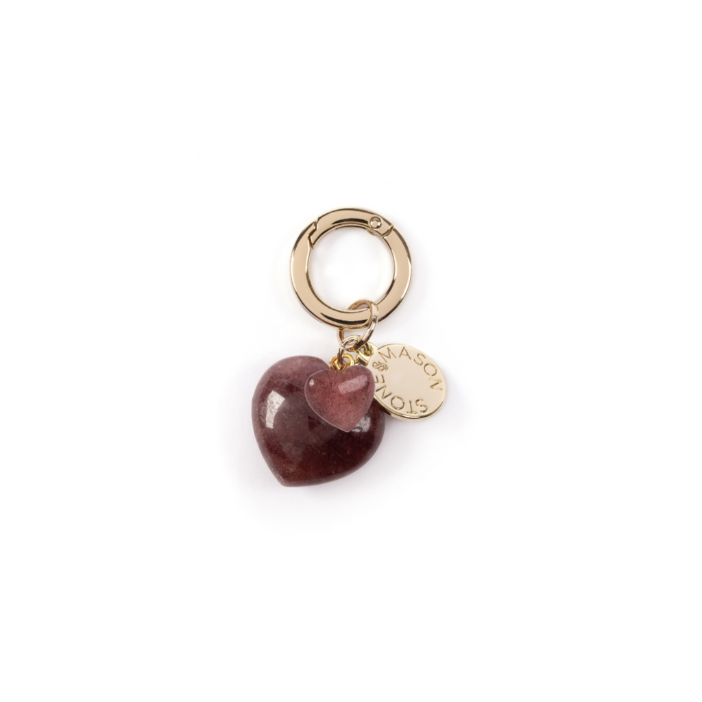Double Heart Strawberry Quartz Bag Charm – Stone and Mason